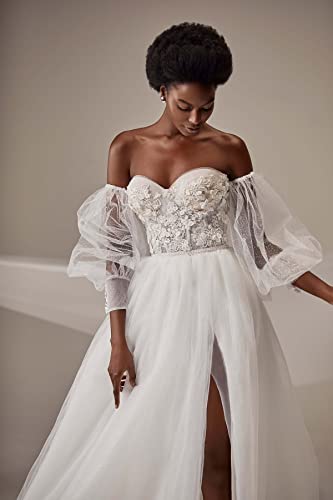 Passat Ivory Long Detachable Chiffon Puff Sleeves For Wedding Dress Spark Detachable Sleeves For Wedding Dresses Add On 04