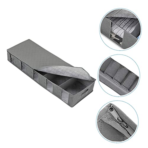 STOBAZA 1pc box Container Bed Bins Storage Quilt Dividers Capacity Clothes Gray Under Bags Non-woven Zipper and Shoe Divider Cloth for with Toys Clothing Practical Case