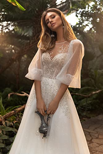 Passat Ivory Long Detachable Chiffon Puff Sleeves For Wedding Dress Spark Detachable Sleeves For Wedding Dresses Add On 04