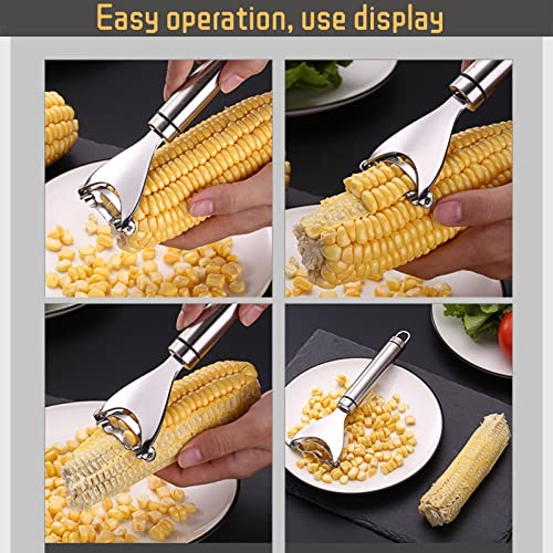 2PCS Magic Corn Peeler,Kitchen Gadget,Stainless Steel Corn Thresher with Ergonomic Handle,Corn Stripper Corn Cob Stripper Tool,Thresher Corn Cutter from the Cob