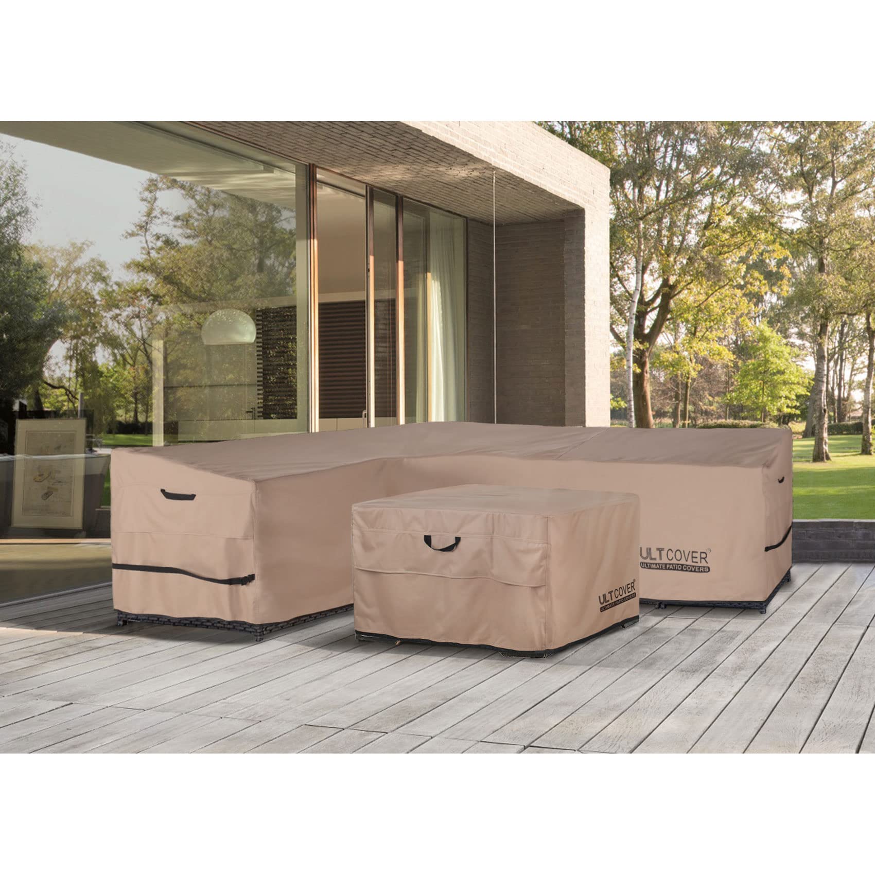 ULTCOVER Patio L-Shaped Left Facing Sofa Cover Waterproof for 4-Seater Outdoor Sectional Furniture Couch 58x85 inch Wide