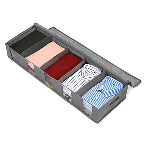STOBAZA 1pc box Container Bed Bins Storage Quilt Dividers Capacity Clothes Gray Under Bags Non-woven Zipper and Shoe Divider Cloth for with Toys Clothing Practical Case