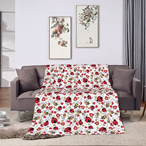 Ladybug Blanket Air Conditioning Cute Blanket Soft, Ladybird Throw Blanket Flannel Funny Blanket(50"x40")