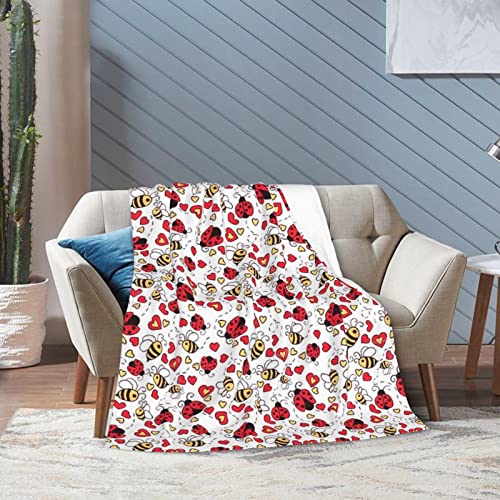 Ladybug Blanket Air Conditioning Cute Blanket Soft, Ladybird Throw Blanket Flannel Funny Blanket(50"x40")