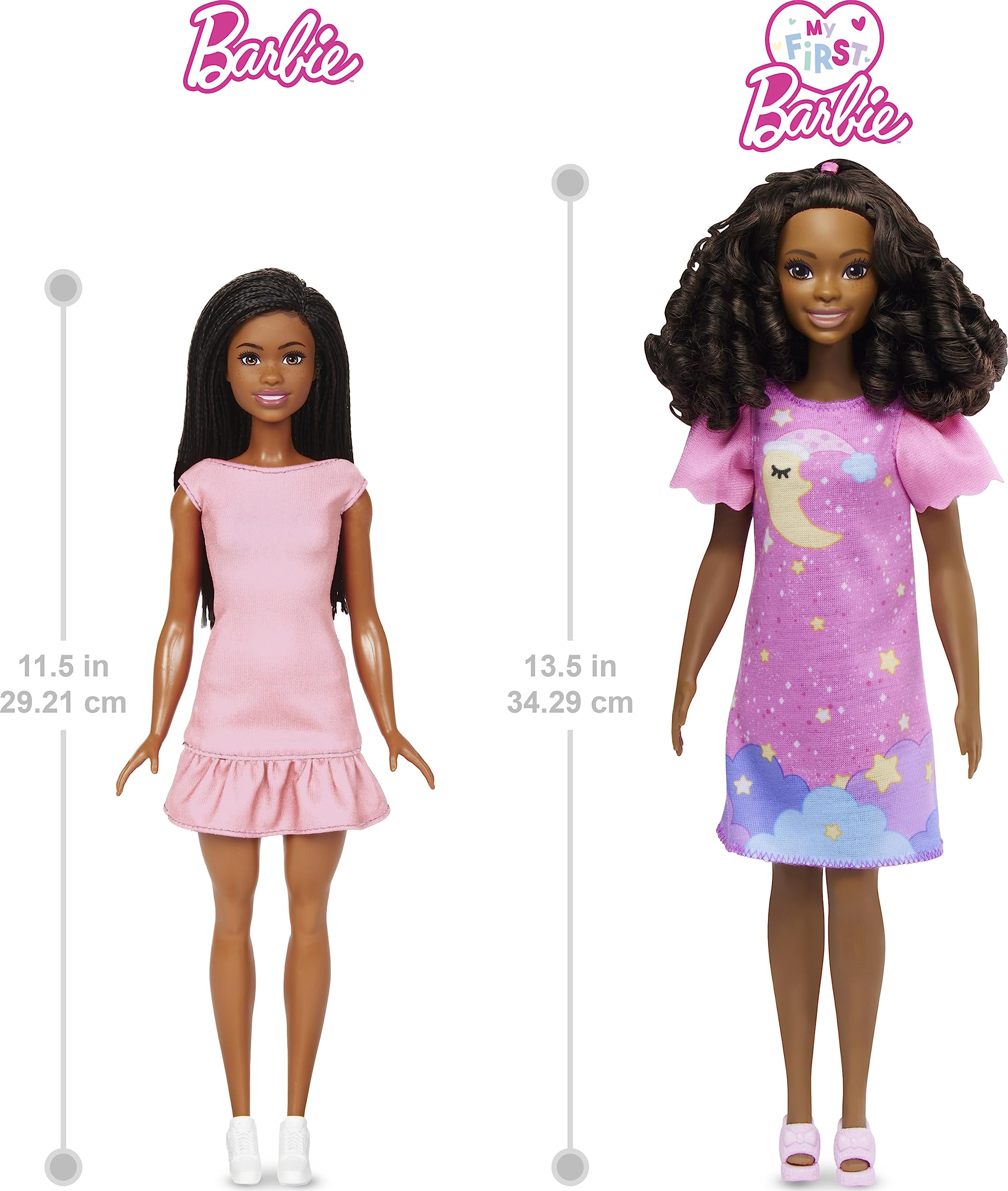 Barbie: My First Barbie Preschool Doll, "Brooklyn" with 13.5-inch Soft Posable Body, Deluxe Party & Bedtime Clothes & Accessories, Black Hair