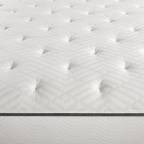 Simmons Dreamwell Collection, 11 Inch Alexandria Queen Size Traditional Mattress, Firm Feel, White, Memory Foam, Innerspring, Supportive, Cooling, CertiPUR-US Certified
