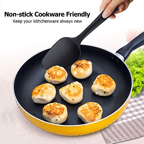 Spatulas Set of 6, Food Grade Silicone Spatulas, Rubber Spatulas Heat Resistant, Seamless One Piece Design, Stainless Steel Core, Kitchen Utensils Nonstick for for Cooking, Baking and Mixing (Black)