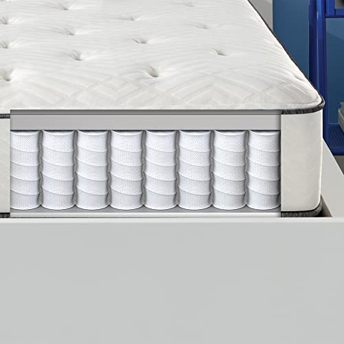 Simmons Dreamwell Collection, 11 Inch Alexandria Queen Size Traditional Mattress, Firm Feel, White, Memory Foam, Innerspring, Supportive, Cooling, CertiPUR-US Certified