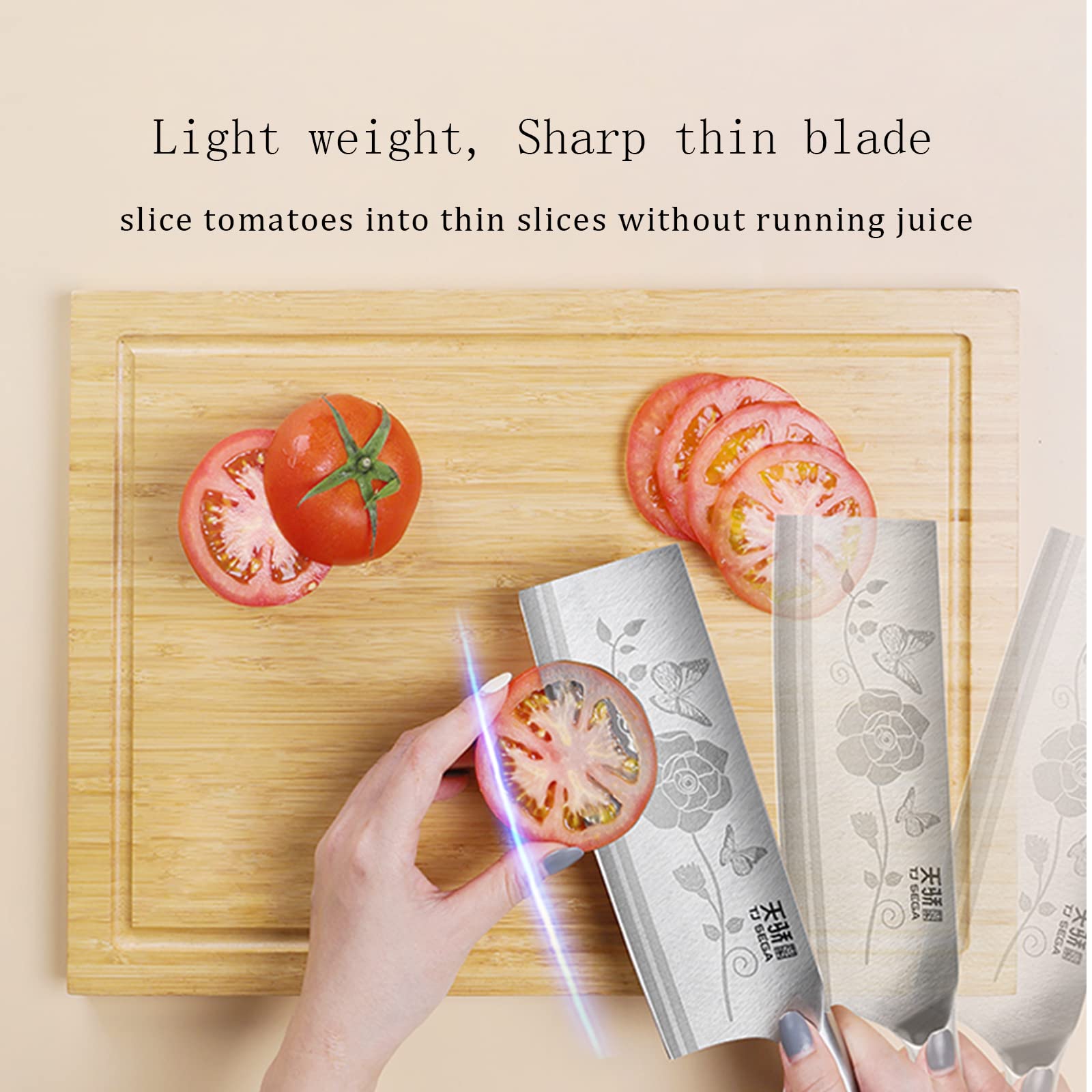 Vegetable Cleaver Knife 7.4 Inch, Ultra Sharp Chinese Chef's Knives, Full-tang Meat Cleaver 30Cr13 Steel Blade Thickness 2.1 mm, TJ SEGA Series TC1506