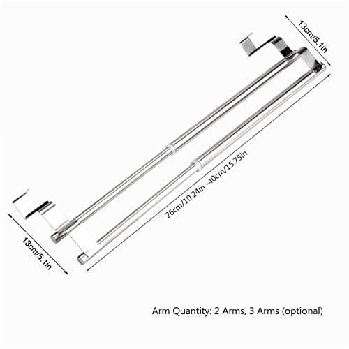 Hztyyier Towel Bar Stainless Steel Double Layers Telescopic Towel Holder Rack for Hanging on Cabinet and Drawers, Thickness Less Than 0.79 Inch