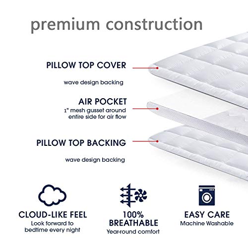 SUFUEE Mattress Topper Full & Mattress Pad Protector - Quality Plush Luxury Down Alternative Pillow Top - 2inch Extra Thick Mattress Cover(54"x75")