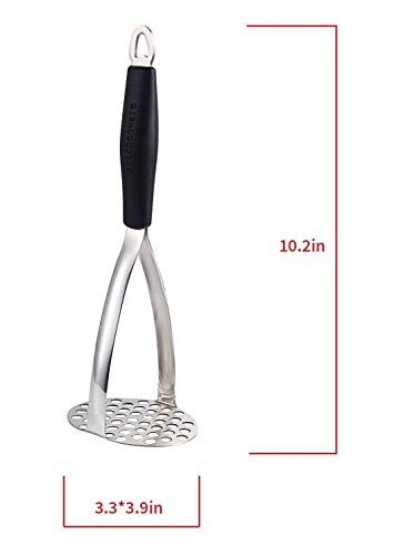 Joyoldelf Heavy Duty Stainless Steel Potato Masher, Professional Integrated Masher Kitchen Tool & Food Masher/ Potato Smasher with Silicone Handle, Perfect for Bean, Vegetable, Fruits, Avocado, Meat