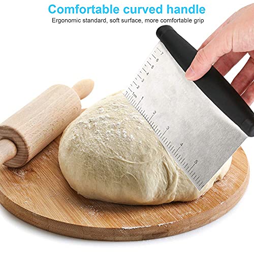 Bench Scraper, UUBAAR 1 PCS Dough Scraper Tool Kitchen Scraper, Multi-Purpose Stainless Steel Food Scraper Chopper, 6-Inch Bench Knife for Baking Cooking, Dough Cutter with Contoured Grip