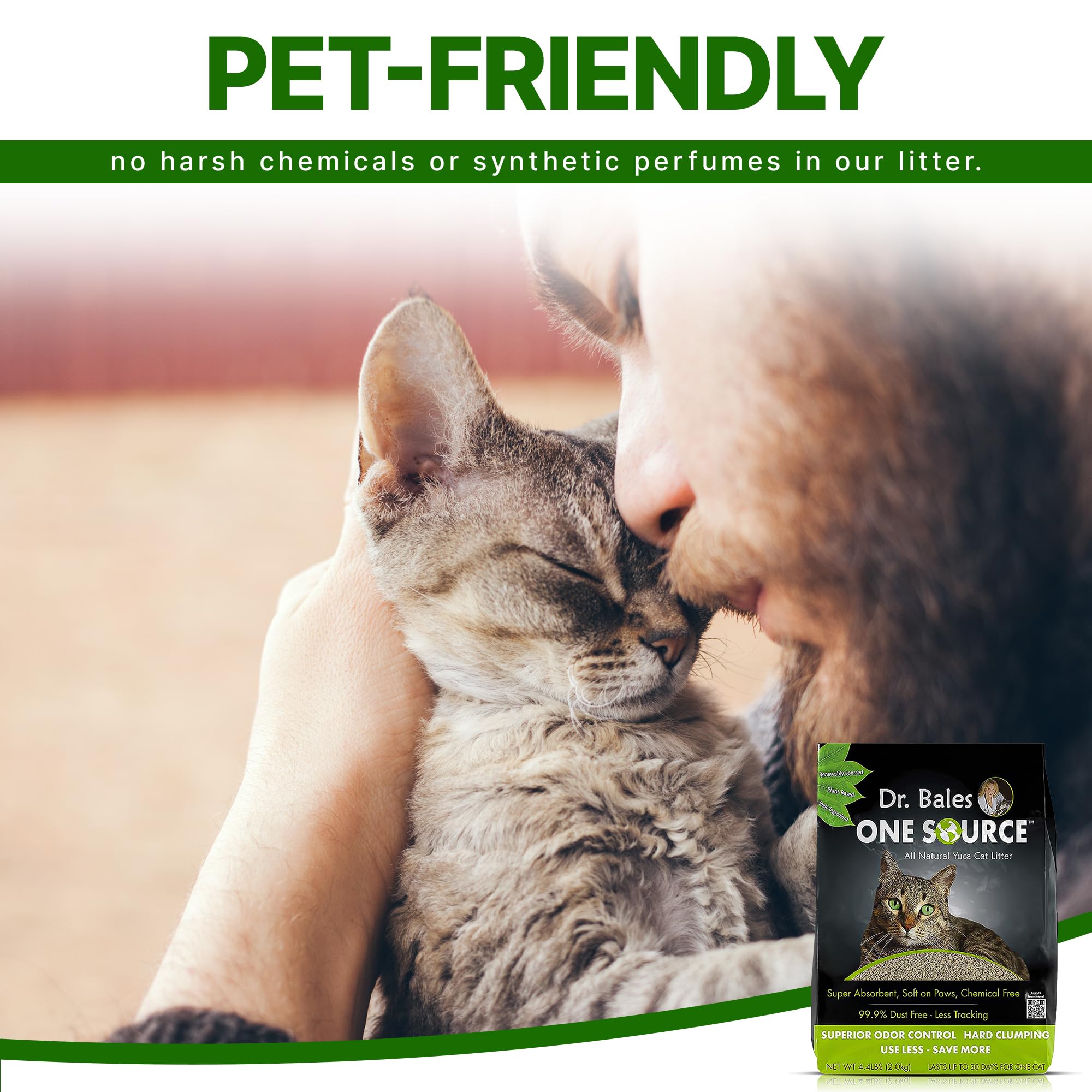 SPOT by Ethical Products – Dr Bales One Source 100% Natural Cat Litter from Yuca Root/Cassava - 2X Long Lasting - Dust Free, Odor Controlling Premium Clumping Cat Litter - 4.4lbs - Small (34002)