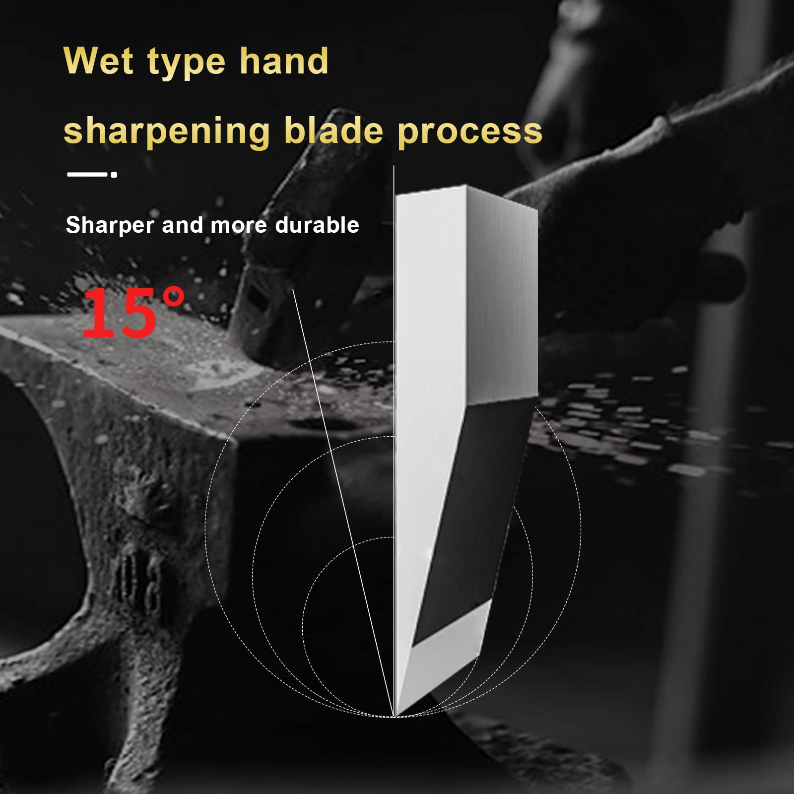 Vegetable Cleaver Knife 7.4 Inch, Ultra Sharp Chinese Chef's Knives, Full-tang Meat Cleaver 30Cr13 Steel Blade Thickness 2.1 mm, TJ SEGA Series TC1506