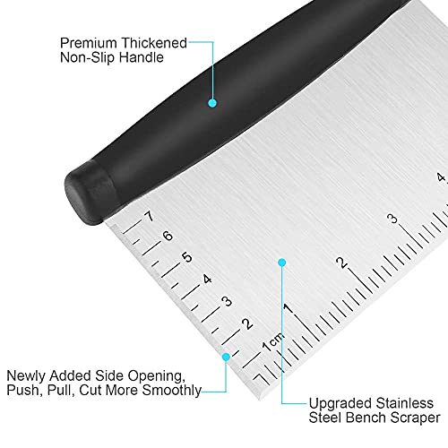 Bench Scraper, UUBAAR 1 PCS Dough Scraper Tool Kitchen Scraper, Multi-Purpose Stainless Steel Food Scraper Chopper, 6-Inch Bench Knife for Baking Cooking, Dough Cutter with Contoured Grip