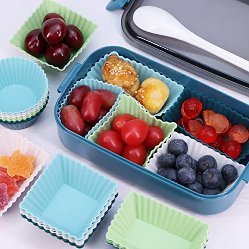 SAWNZC Silicone Cupcake Liners, 24pack Reusable Baking Cups, 3 Shapes Muffin Liners Pastry Cake Molds, Multicolor Bento Lunch Box Dividers