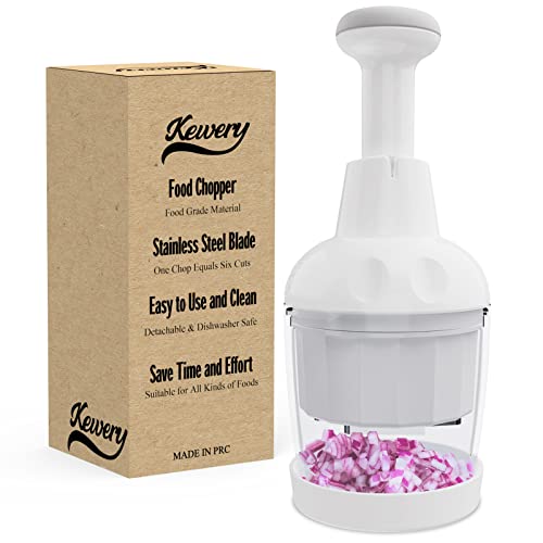 Food Chopper, Vegetable Chopper, Onion Chopper, Garlic Chopper Hand Chopper for Vegetables, Handheld Veggie Chopper, Nut Chopper, Chopper Vegetable Cutter, Dishwasher-safe, White.