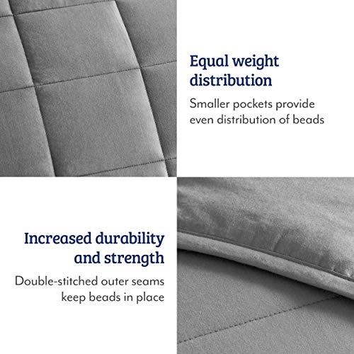 Bare Home 17lb (60" x 80") Weighted Blanket with Cover for Adults - All-Natural 100% Cotton - Improved Heavy Blanket with Premium Glass Beads (Dark Blue, 60"x80")