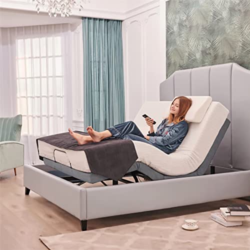 Irvine Home Collection Twin XL Adjustable Base with 10-Inch Gel Memory Foam Mattress Combo Set, Black (D02TXLM)