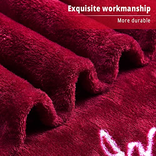 LONGTM Mom Blanket, Mom Gifts, Mom Birthday Gift, Valentine's Day Gift, from Daughter or Son, Warm Soft Throw Blanket 65β x 50β (Red)