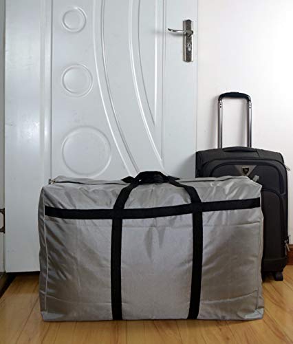 100L Extra Large Storage Bags, Sturdy Foldable Moving Tote Bag, Under Bed Storage, Travel Cargo Duffel Jumbo Bag for Clothes, Comforters, Blankets, Pillows, Ornaments (Grey)