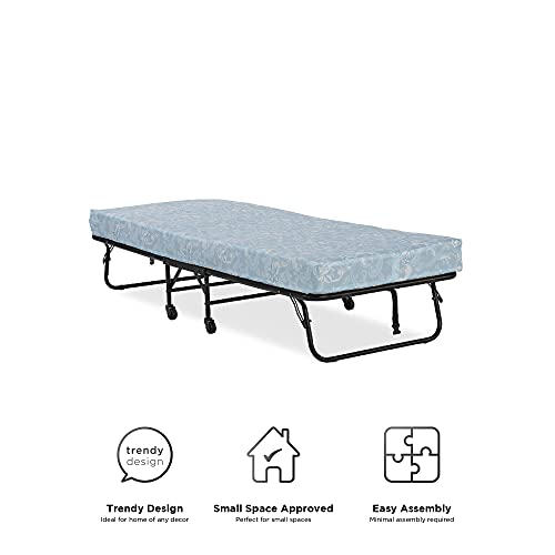 DHP Levy Folding Guest Bed with Metal Frame & 4 Inch Mattress, Twin, Black