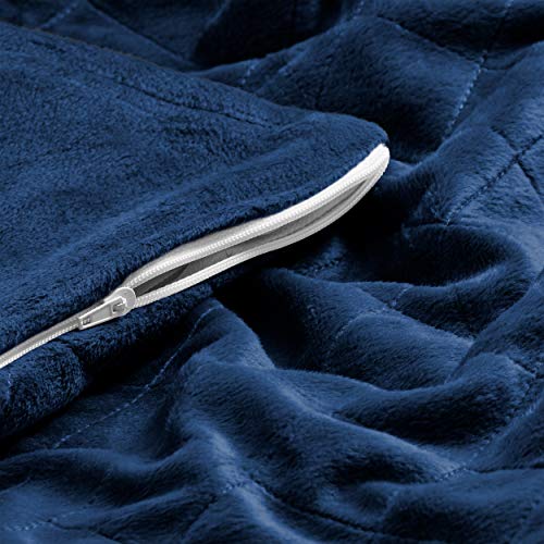 Bare Home 17lb (60" x 80") Weighted Blanket with Cover for Adults - All-Natural 100% Cotton - Improved Heavy Blanket with Premium Glass Beads (Dark Blue, 60"x80")