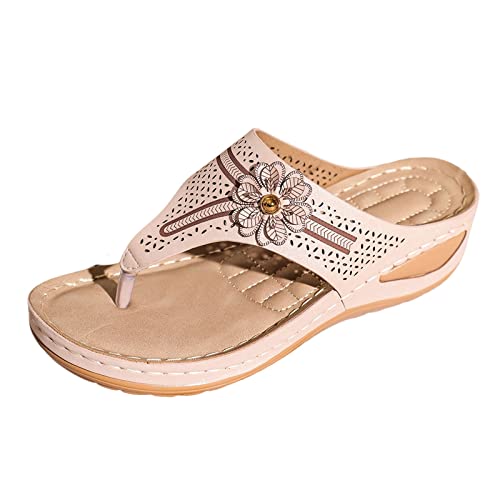 Born Womens Sandals 7 Ladies Shoes Wedge Platform Thong Sandals Casual Shoes Beach Shoes Light Soft Sole Thong Flip (Pink, 7.5)