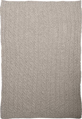 Irish Cable Knit Blanket Supersoft Merino Wool Throw Made in Ireland 40" x 60" (Toasted Oat)