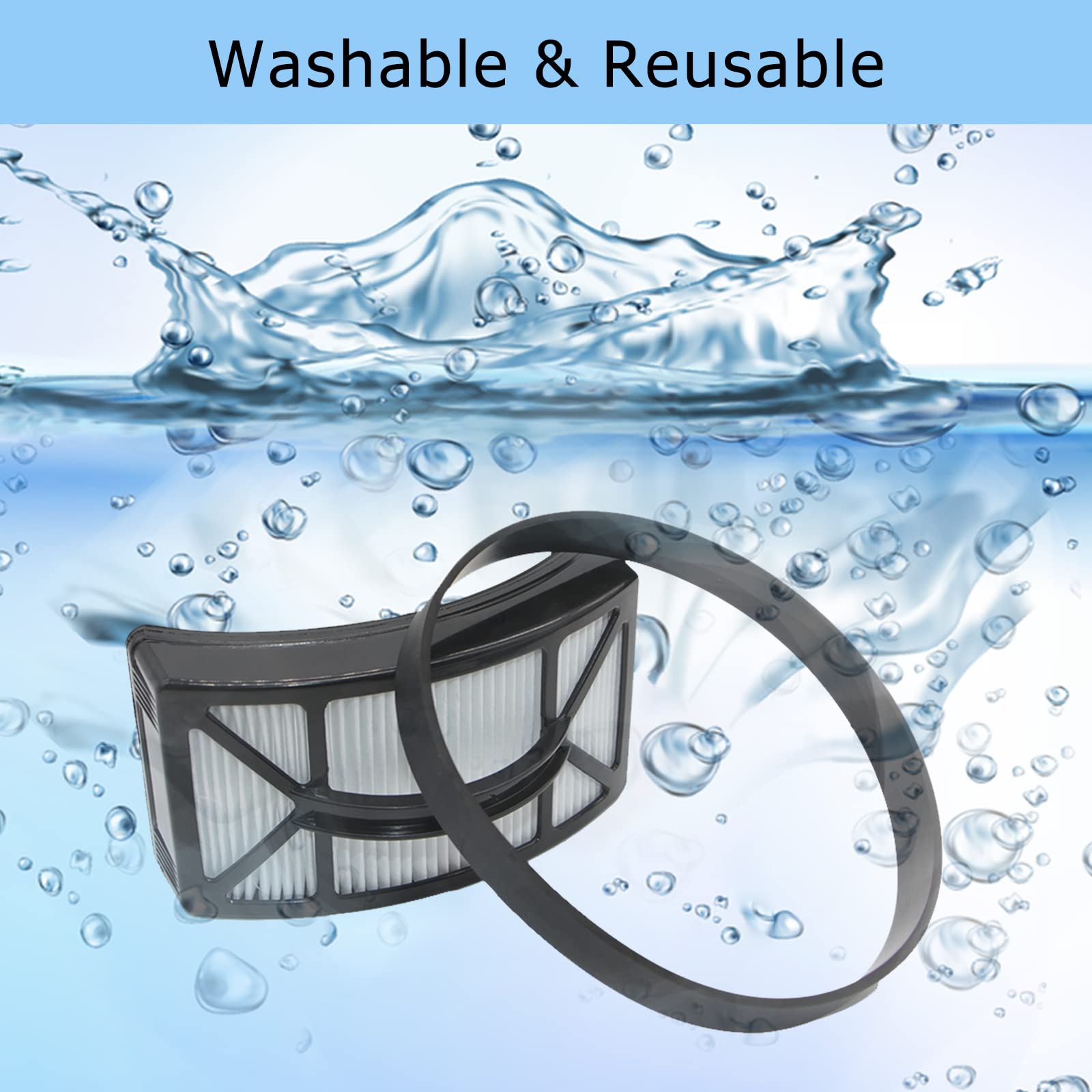 Aolleteau Filter Compatible with Bissell Vacuum 1790, 1792, Pet Vacuum 1793, 2488, 2486, 2487, 2492, 2490, 2489, 24899, 2491, 2494, 1307, 1309 (1 Pack Post-Motor Filter and 1 Pack Style 7/9/10 Belt)