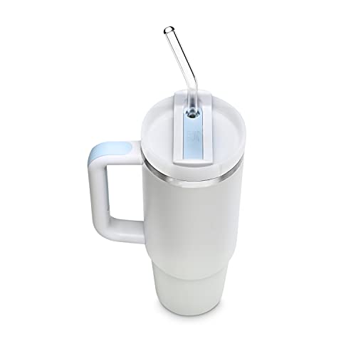 Halm Glass Straws - 6 Long 12 inch Bent Reusable Drinking Straws + Plastic-Free Cleaning Brush - Perfect for Bottles - 30 cm Made in Germany - Dishwasher Safe - Eco-Friendly