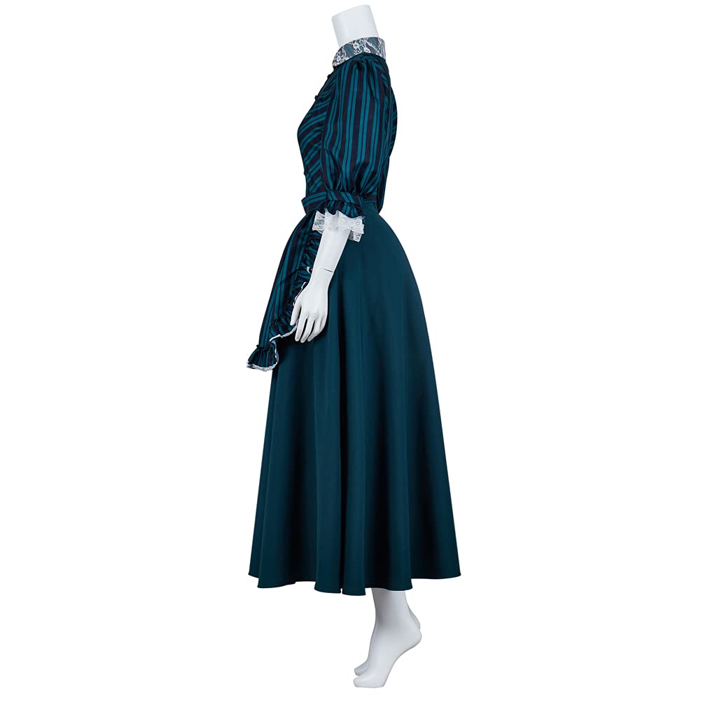 The Haunted Mansion Cosplay Costume Women's Maid Dress with Apron Halloween Ghost Costume (L)