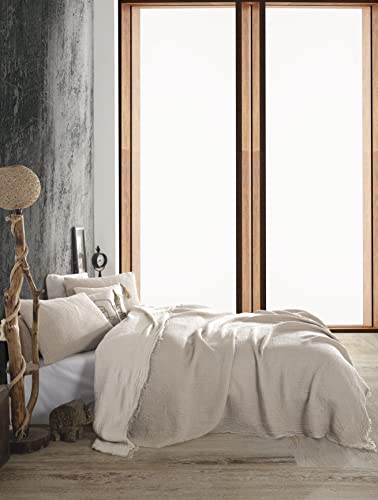 Soft King 4 and 8 Layer Gauze Rustic Bed Cover, Blue Soft Bedspread, Muslin Throw Blanket, Lightweight Blanket (Champagne, 95X102 Inches), MTB001