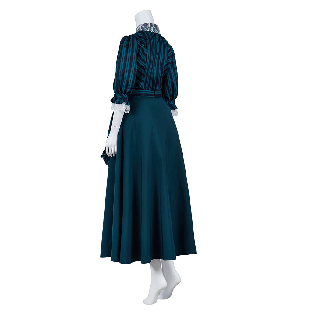 The Haunted Mansion Cosplay Costume Women's Maid Dress with Apron Halloween Ghost Costume (L)