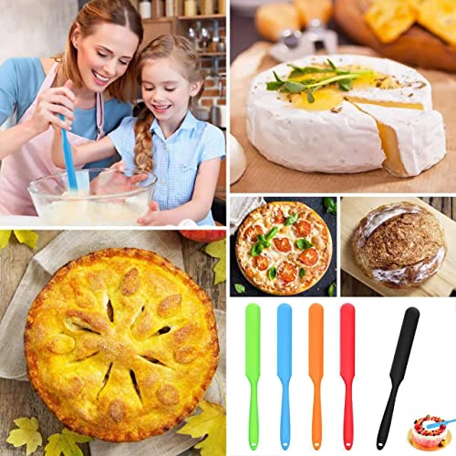 5Pcs Silicone Jar Spatulas - Cake Cream Spatulas Set, 9.8 inch Non-Stick Heat Resistant Mixing Butter Spatulas Baking Scrapers for Jars Blenders Cooking Stirring (5 Color)