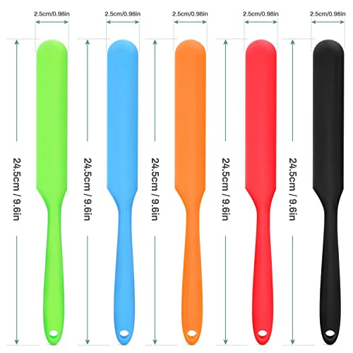 5Pcs Silicone Jar Spatulas - Cake Cream Spatulas Set, 9.8 inch Non-Stick Heat Resistant Mixing Butter Spatulas Baking Scrapers for Jars Blenders Cooking Stirring (5 Color)