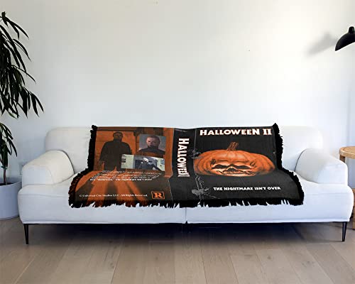 LOGOVISION Halloween Ii Blanket, 50"x60" Halloween 2 VHS Woven Tapestry Cotton Blend Fringed Throw Blanket