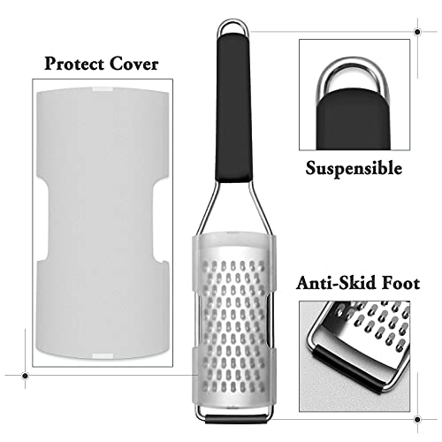 Cambom Cheese Grater Citrus Zester Lemon Zester Pack of 3-304 Stainless Steel - A Sharp Tool for Parmesan Cheese, Ginger, Garlic, Nutmeg, Chocolate, Vegetables,Fruits,Dishwasher Safe