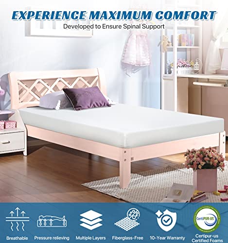 Dkeli Twin Mattress, 6 Inch Gel Memory Foam Mattress for Cool Sleep & Pressure Relief, Medium Firm Single Twin Mattress for Kids, Bed-in-a-Box, CertiPUR-US Certified