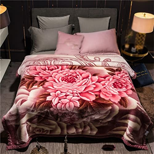 YLLWH Bedspread Rugs Vintage Blooming Flowers Printed Fleece Sheet Blanket Sofa Cover Blanket Soft Warm Thick (Color : D, Size : 180X220cm)