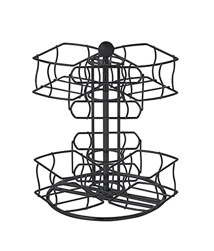 Nifty Tea Bag Spinning Carousel – 6 Compartments, Up to 60 Tea Bags Storage, Spins 360-Degrees, Lazy Susan Platform, Modern Black Design, Home or Office Kitchen Counter Organizer