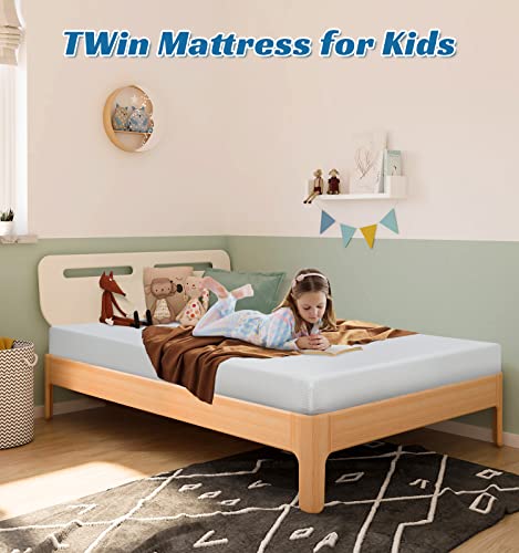 Dkeli Twin Mattress, 6 Inch Gel Memory Foam Mattress for Cool Sleep & Pressure Relief, Medium Firm Single Twin Mattress for Kids, Bed-in-a-Box, CertiPUR-US Certified