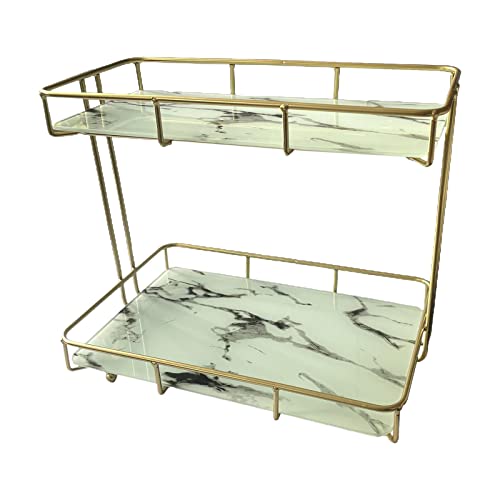 KLKCMS 2-Tier Standing Rack Cosmetic Organizer Holder Makeup Holder Bathroom -