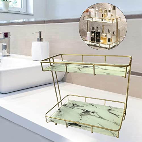 KLKCMS 2-Tier Standing Rack Cosmetic Organizer Holder Makeup Holder Bathroom -