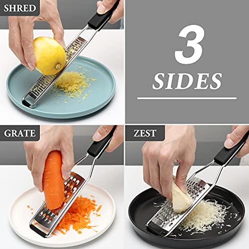 Cambom Cheese Grater Citrus Zester Lemon Zester Pack of 3-304 Stainless Steel - A Sharp Tool for Parmesan Cheese, Ginger, Garlic, Nutmeg, Chocolate, Vegetables,Fruits,Dishwasher Safe