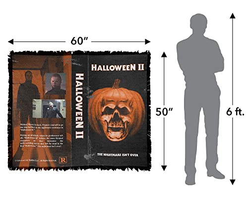 LOGOVISION Halloween Ii Blanket, 50"x60" Halloween 2 VHS Woven Tapestry Cotton Blend Fringed Throw Blanket