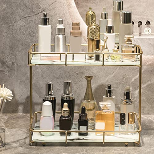 KLKCMS 2-Tier Standing Rack Cosmetic Organizer Holder Makeup Holder Bathroom -