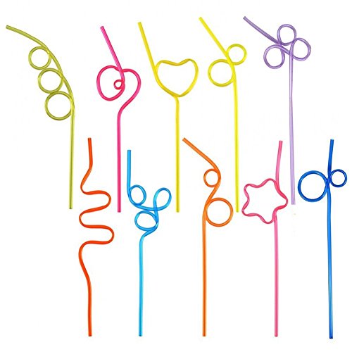 ISusser 50pcs Crazy Loop Straws, Christmas Straws, Crazy Reusable Drinking Straws In Assorted Colors, Great For Parties, Carnivals, Fun, BPA FREE