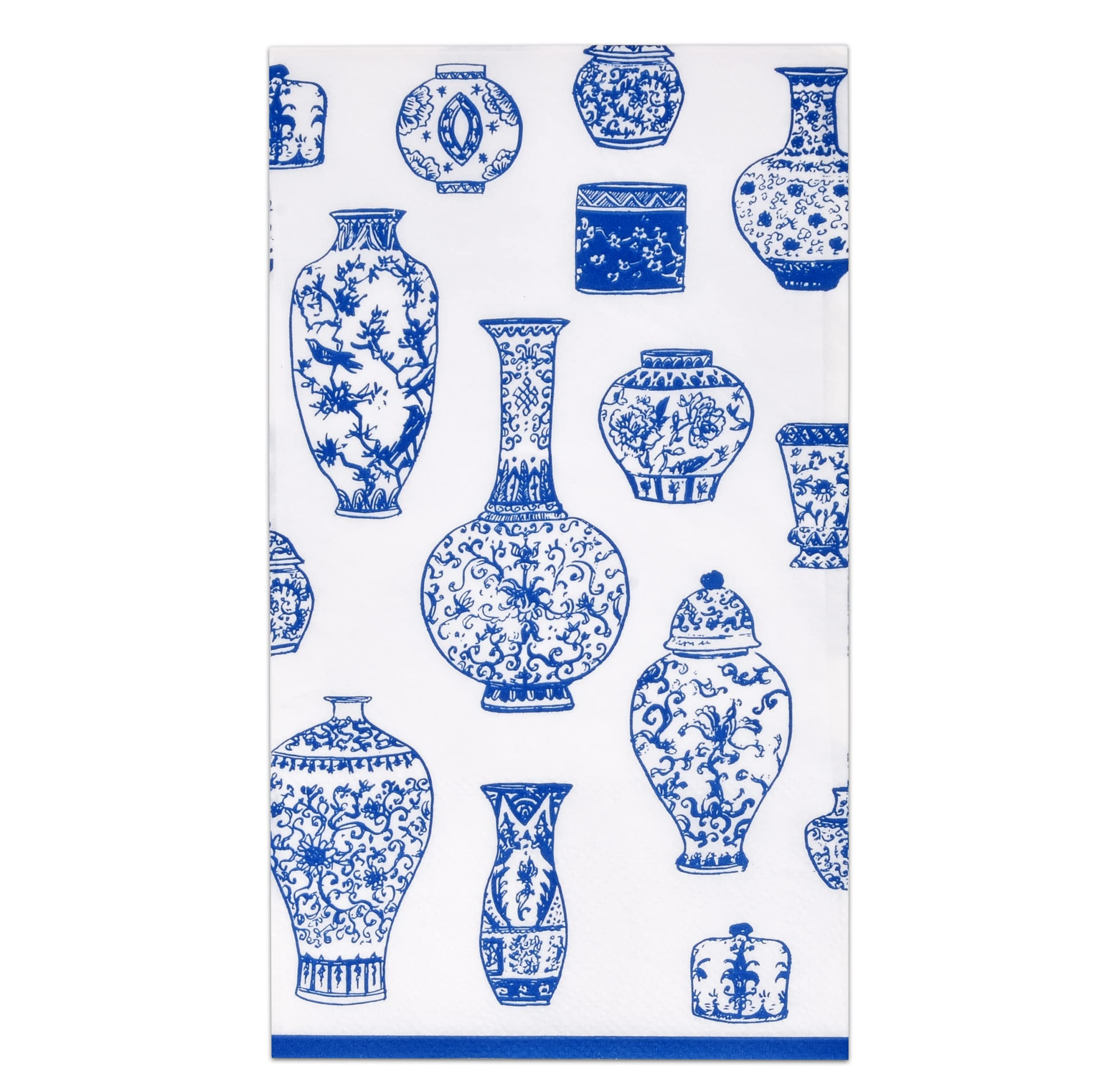 Gift Boutique 100 Blue Floral Vase Guest Napkins Decorative Hand Towels 3 Ply Disposable Paper Blue & White Vases & Urns Napkin for Bathroom Holiday Wedding Bridal Shower Birthday Dinner Party Towel